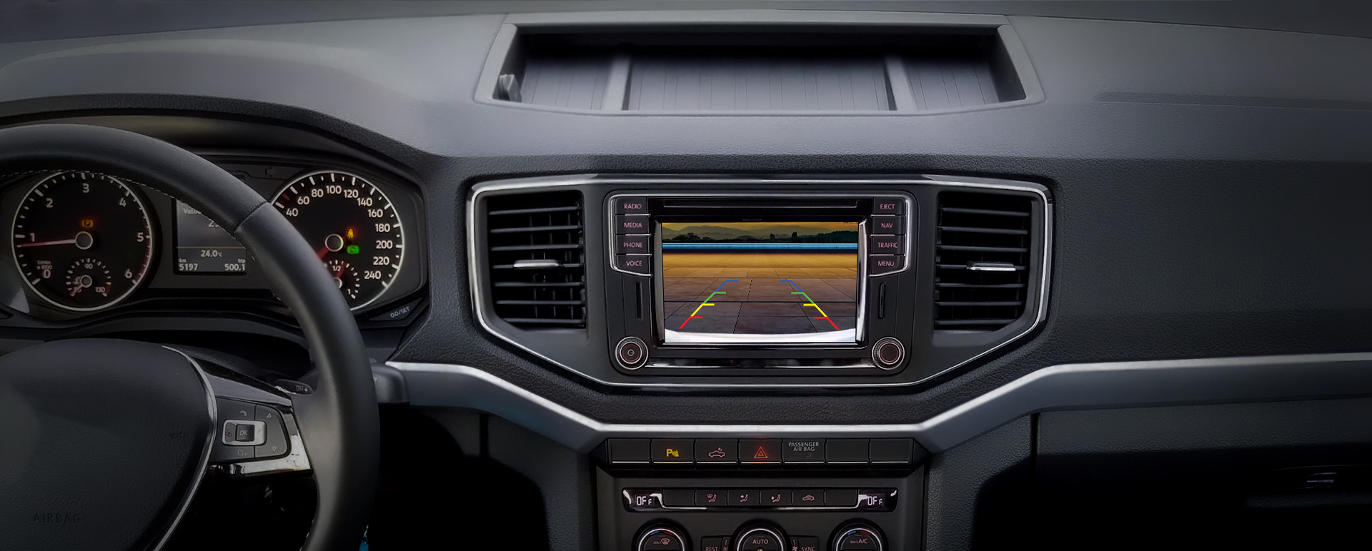 Câmera de Ré para VW Amarok e Saveiro FT-CAM-VW2 - Faaftech